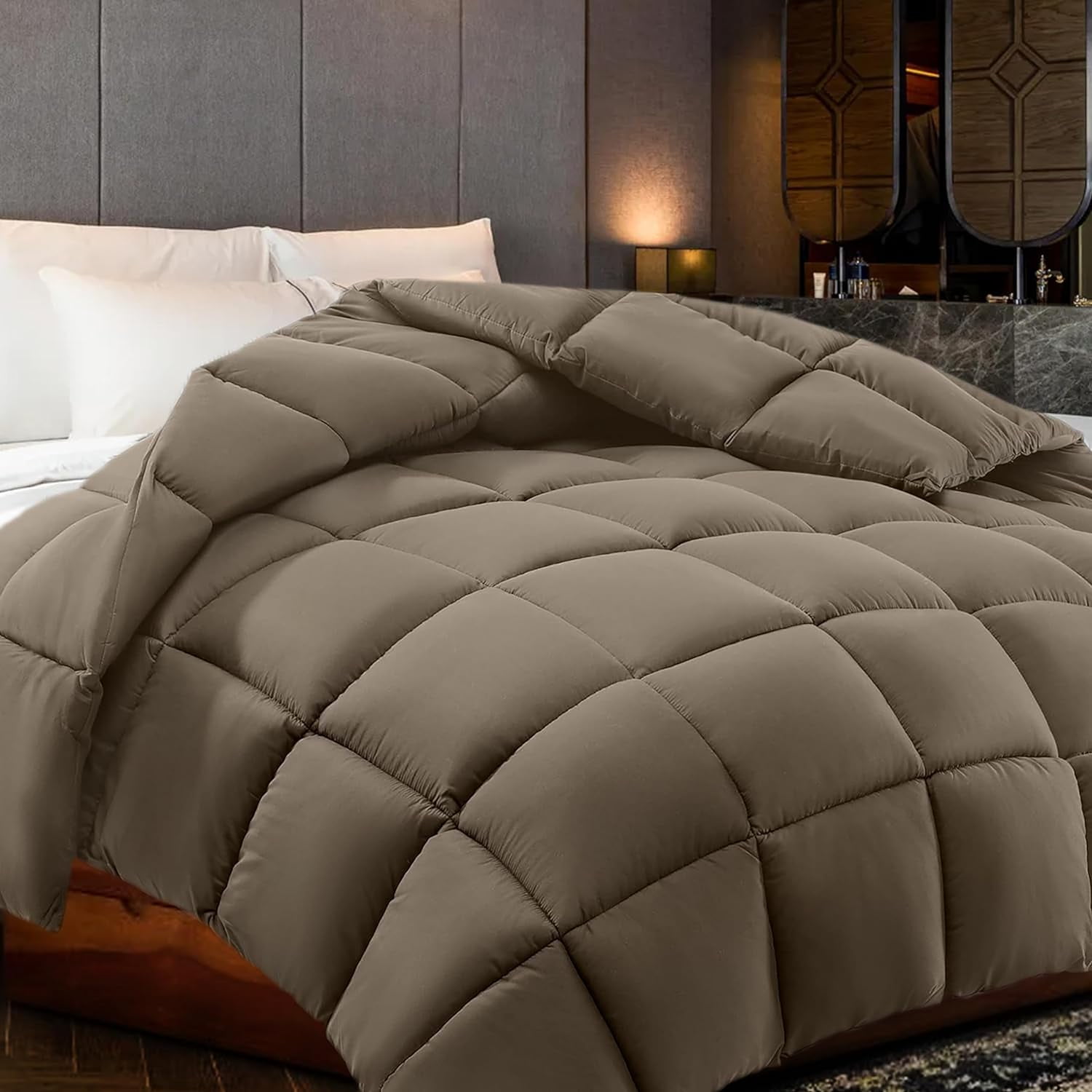 100% Cotton All Season Down Alternative 1pc Box Stitched Comforter ...