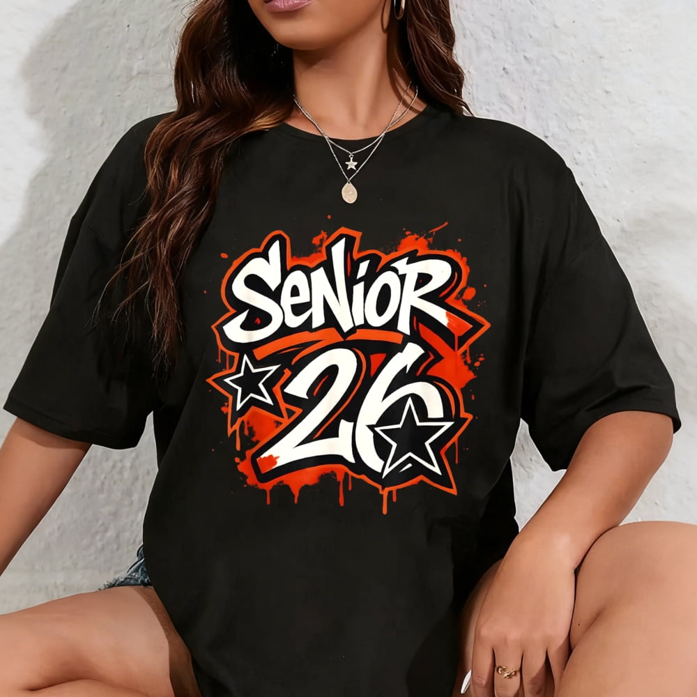 100% Cotton Senior 2026 Graffiti Drip Style Graduation Graphic T-Shirt ...