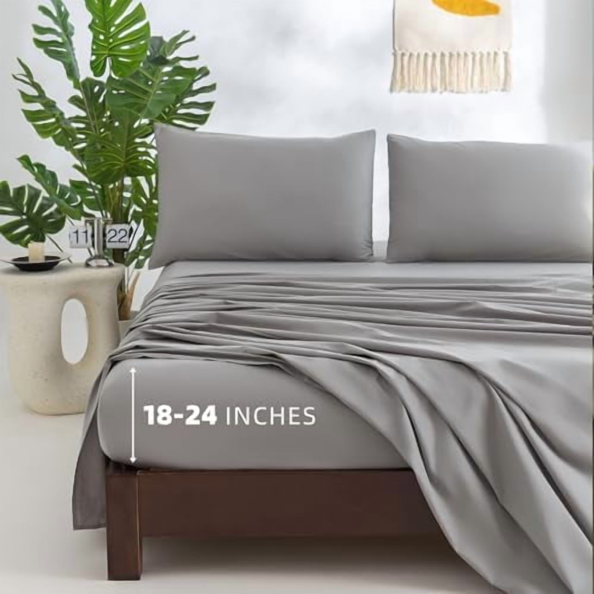 100% Cotton Sheets Full Size Sheets Deep Pocket Fits 18"-24" Mattress ...