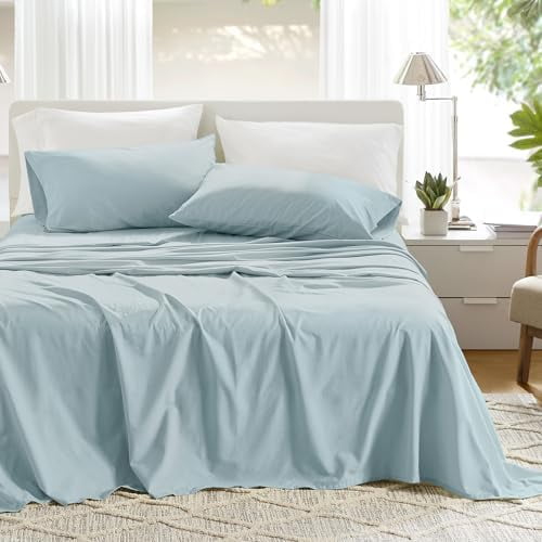 100% Cotton Sheets Queen, Breathable, Soft Cotton Sheets, Naturally ...