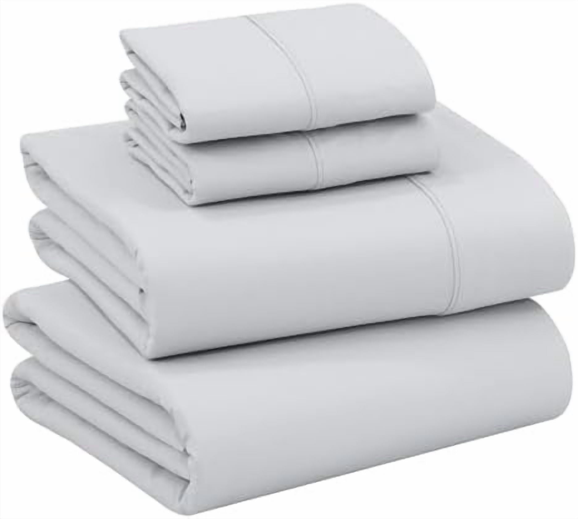 100% Cotton Sheets Queen Size Set, 4 Pieces, Soft & Breathable Percale ...