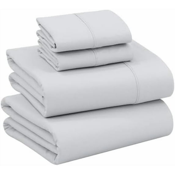 100% Cotton Sheets Queen Size Set, 4 Pieces, Soft & Breathable Percale ...