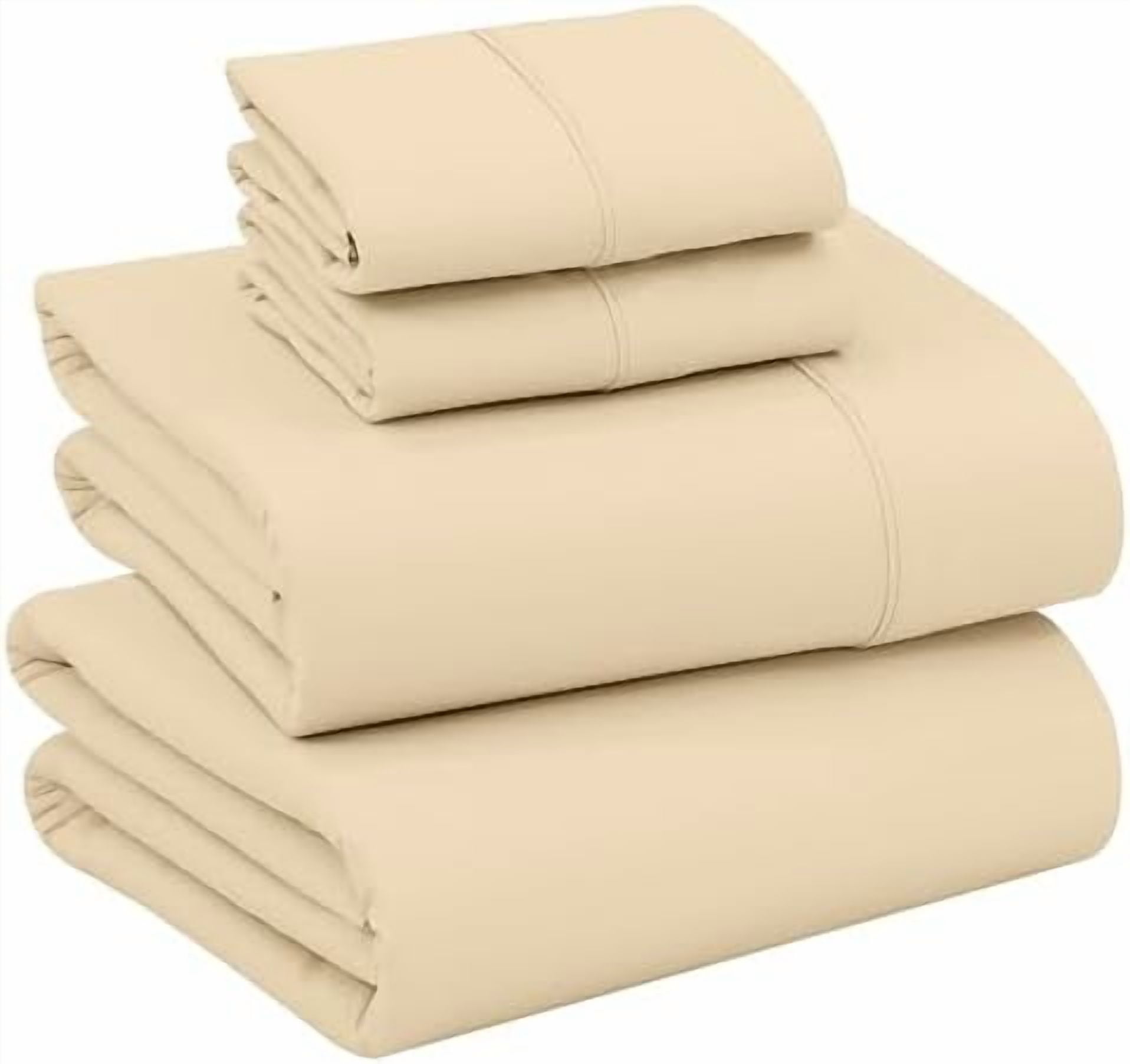 100% Cotton Sheets Queen Size Set, 4 Pieces, Soft & Breathable Percale ...