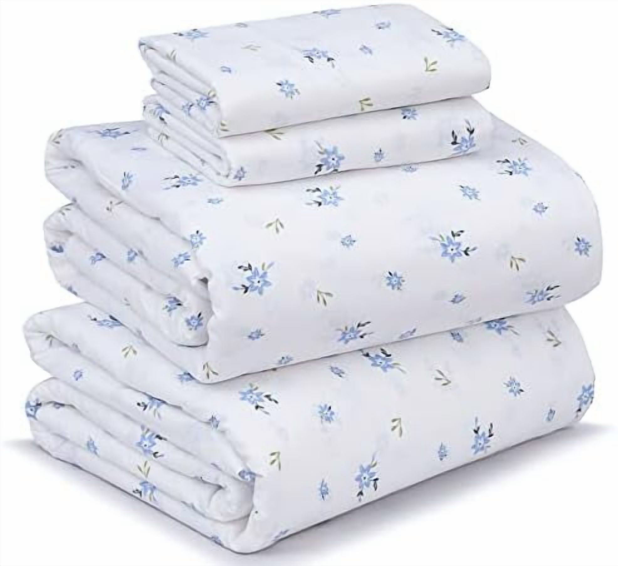 100% Cotton Sheets Queen Size Set, 4 Pieces, Soft & Breathable Percale ...
