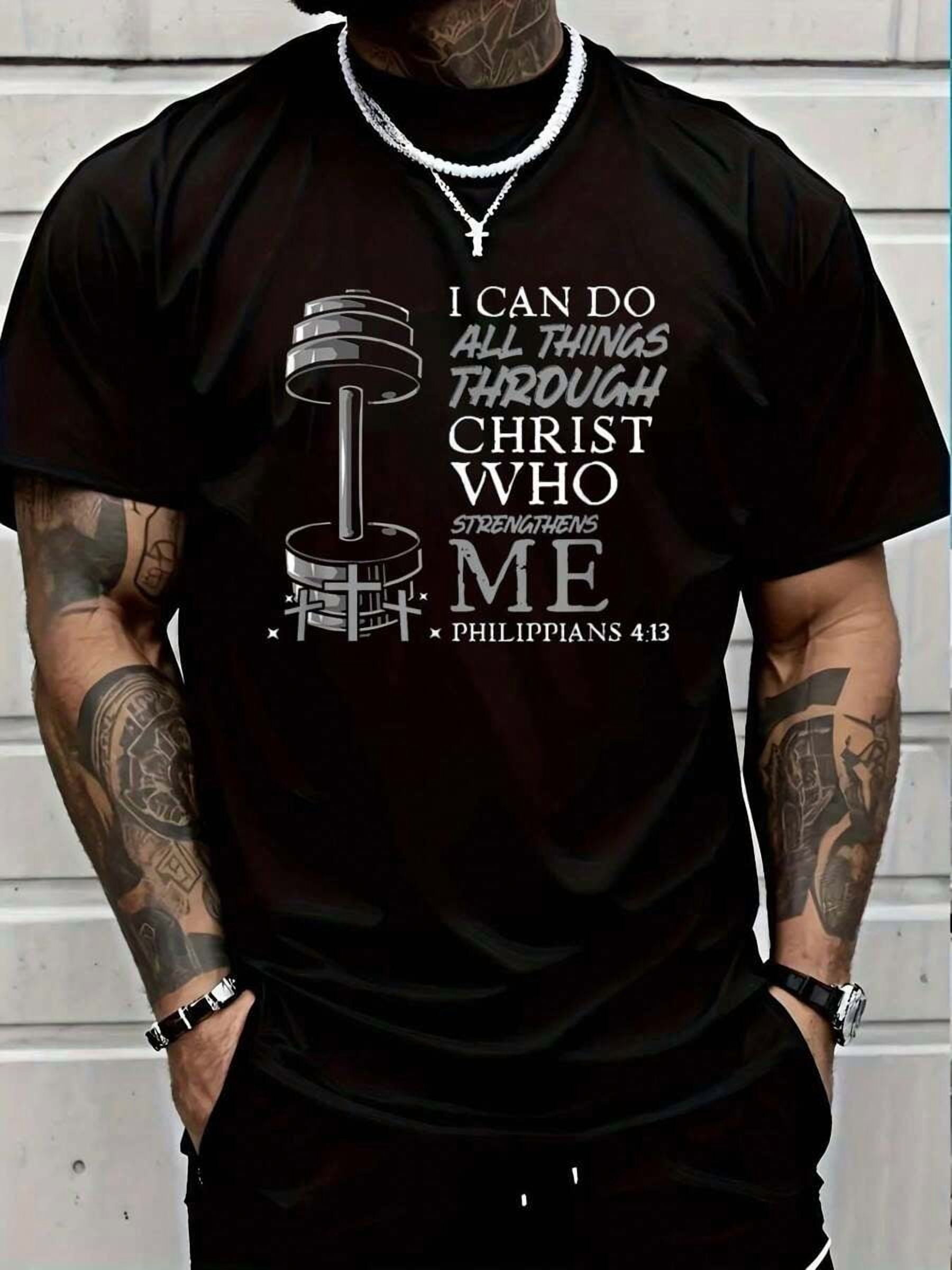 100% Cotton Shirt Can Do All Things Weightlifter Christian Gym Bible ...