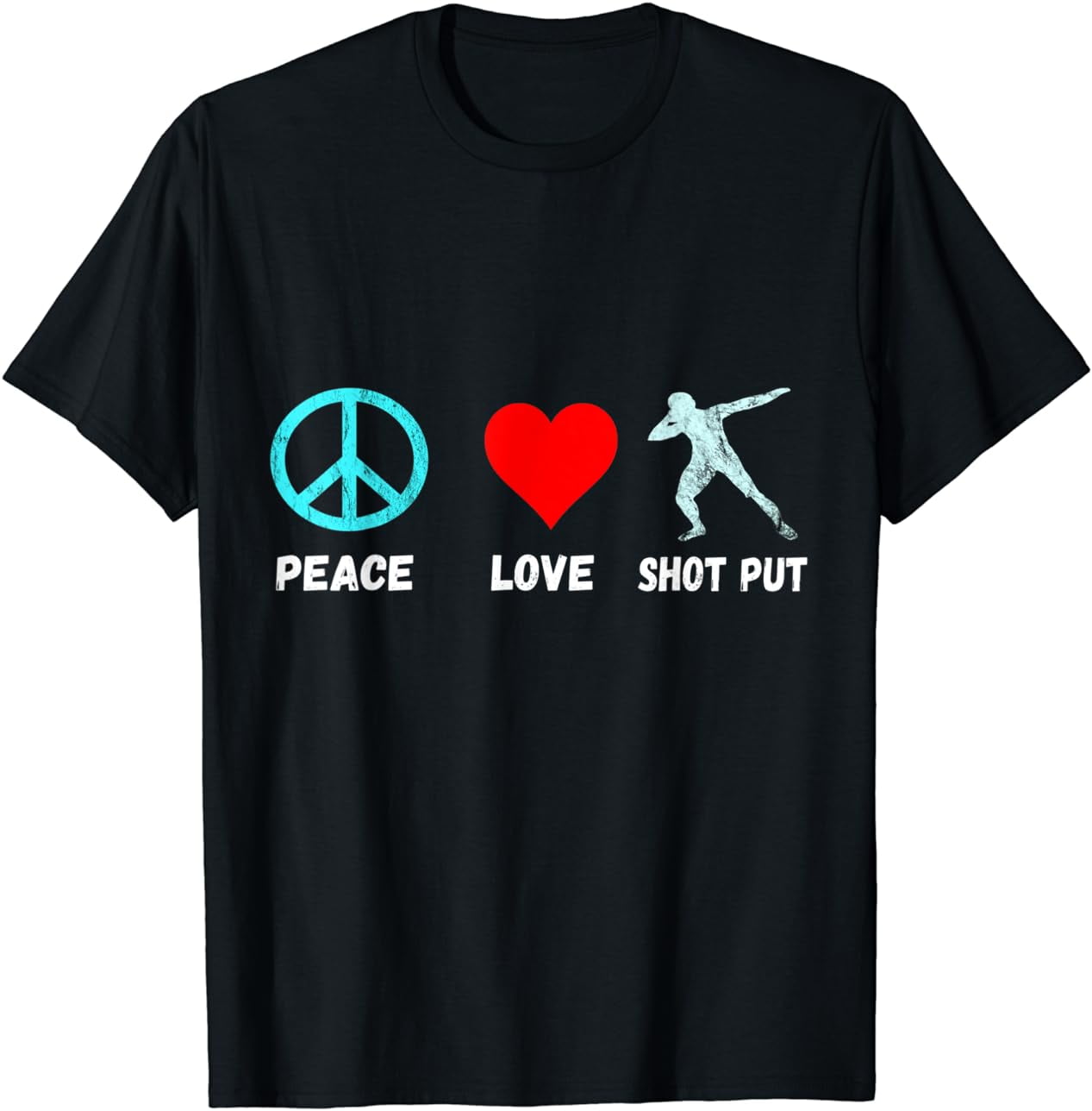 100% Cotton Shot Put Thrower Peace Love Track And Field Throwing T ...