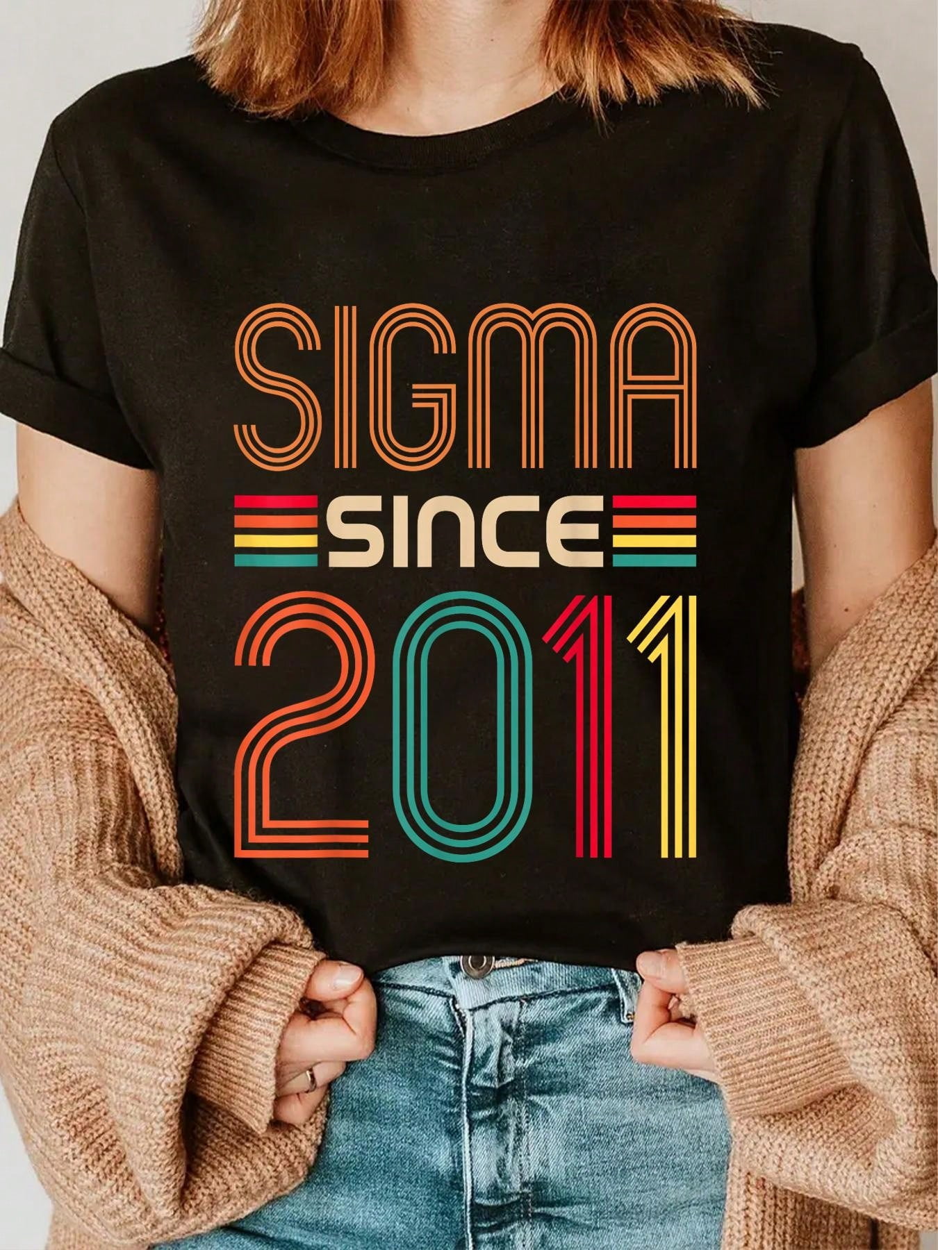 100% Cotton Sigma Since 2011 14th Birthday Retro Funny Slang Sigma Rizz ...