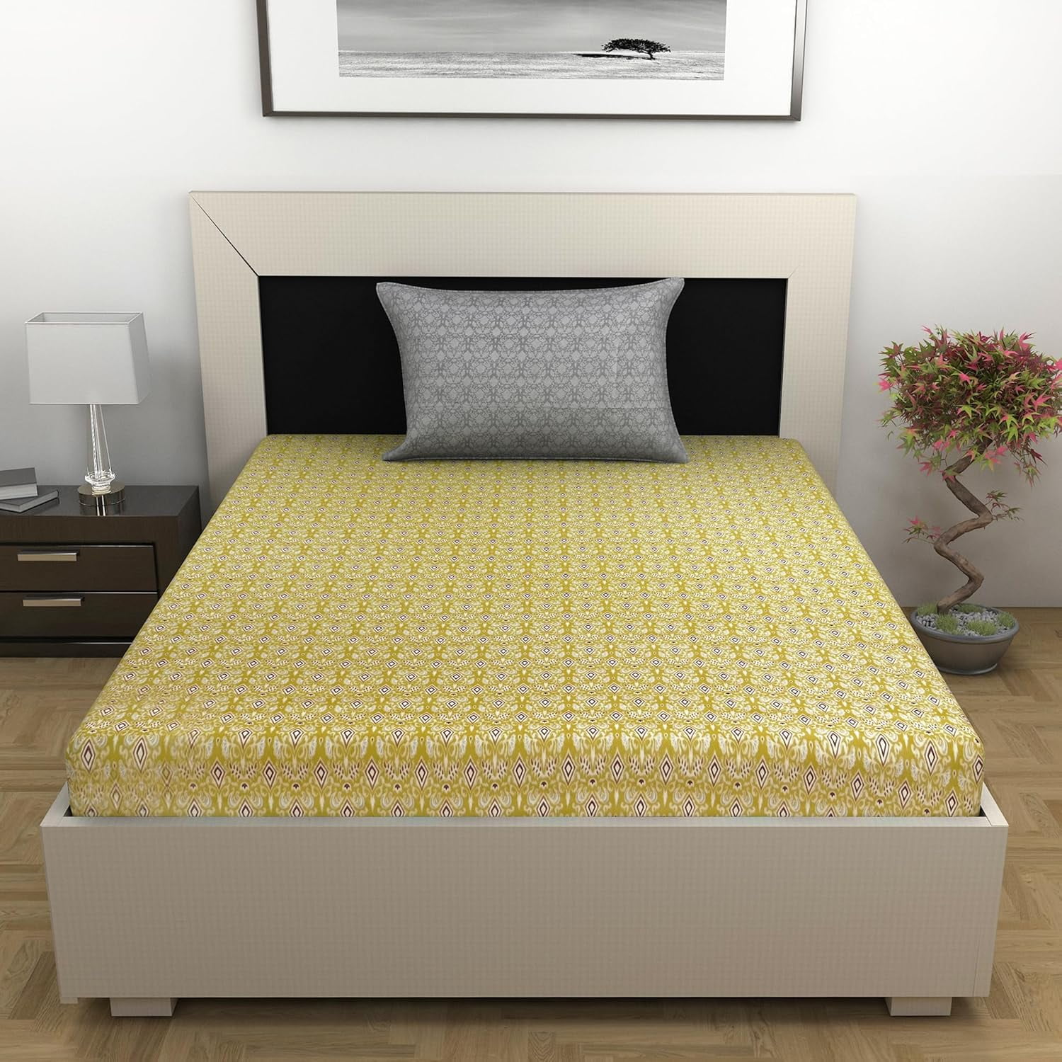 100% Cotton Single Bedsheet With 1 Matching Pillow Covers - 57 X 87 ...