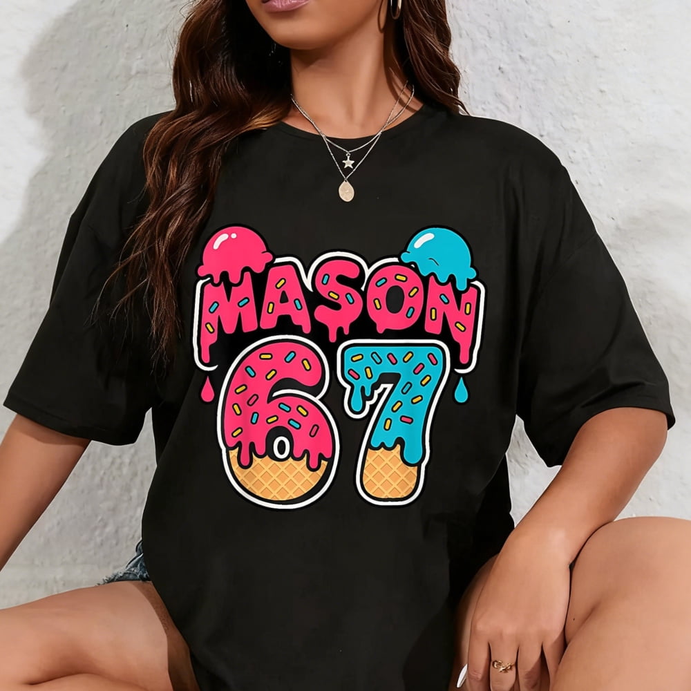 100% Cotton Six Seven Ice Cream Drip Sport 67 Fun Mason Meme T-Shirt - Walmart.com