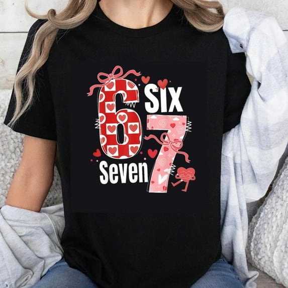 100% Cotton Six Seven Valentine's Day Gift Number Design Cute Heart ...