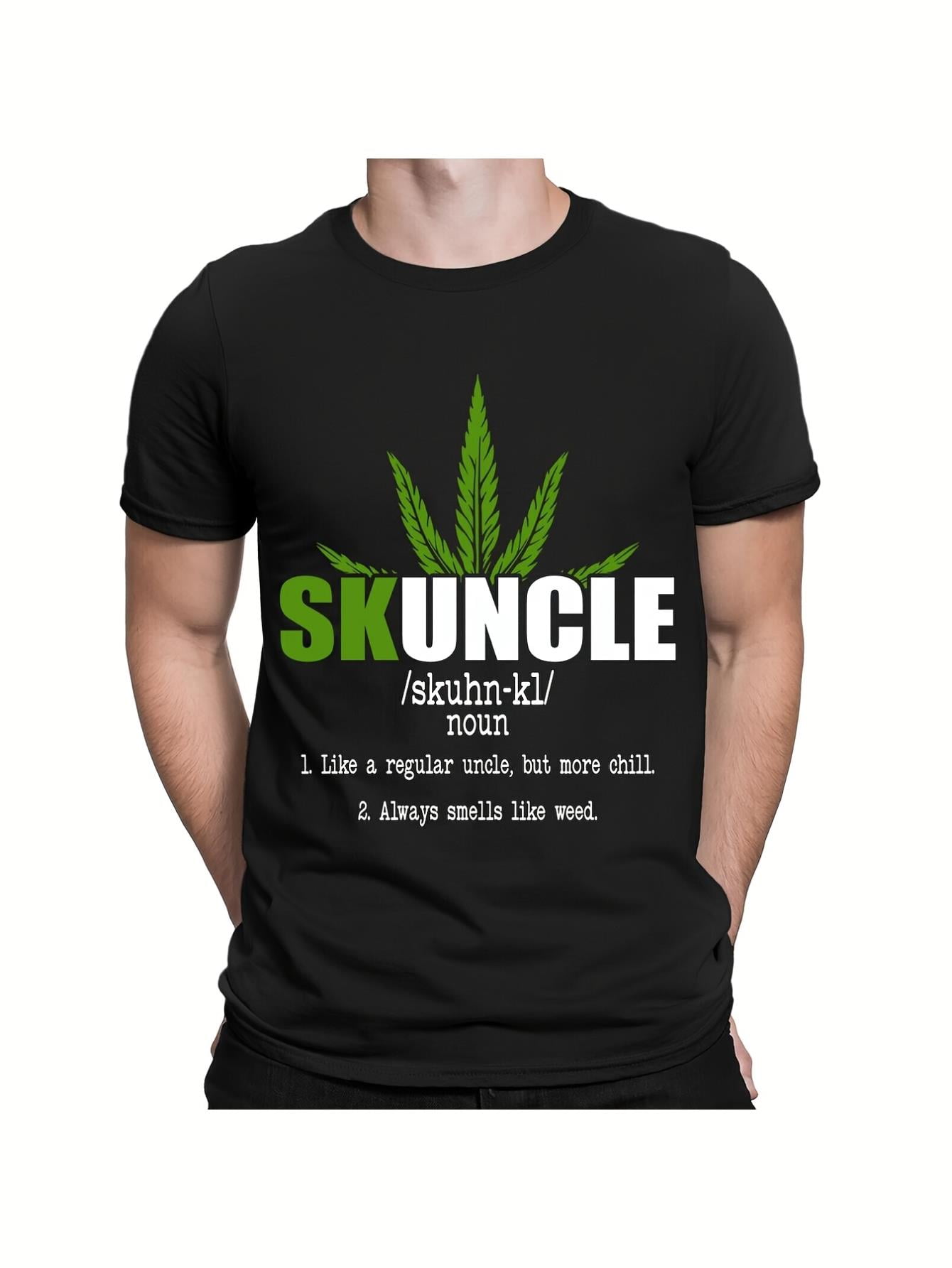 100% Cotton Skuncle Funny Uncle Graphic Tee - Casual Crew Neck Short ...