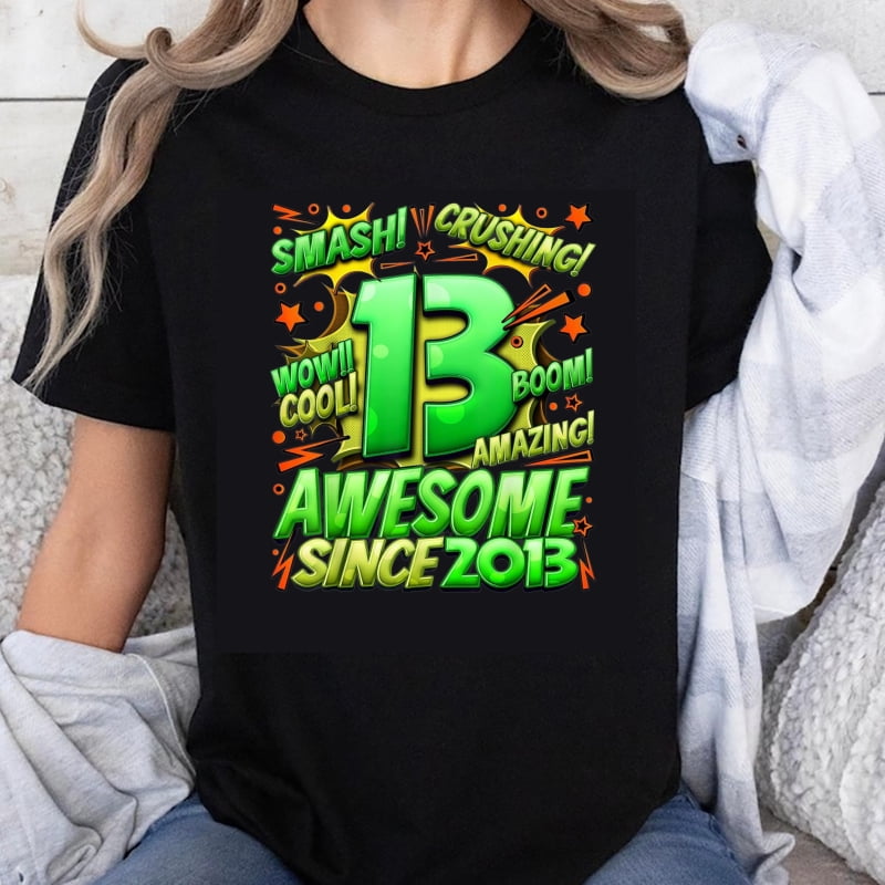 100% Cotton Smash Crushing Wow Cool Boom Amazing Awesome Since 2013 T ...