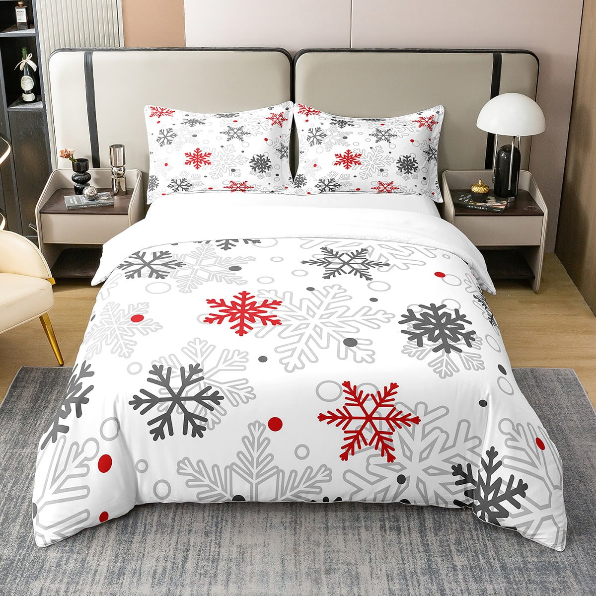 100% Cotton Snowflake Duvet Cover,Merry Christmas Bedding Set Queen,Winter Themed Comforter ...