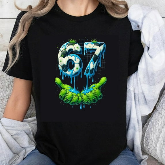 100% Cotton Soccer Ball Dripping Hands Number T-Shirt - Walmart.com