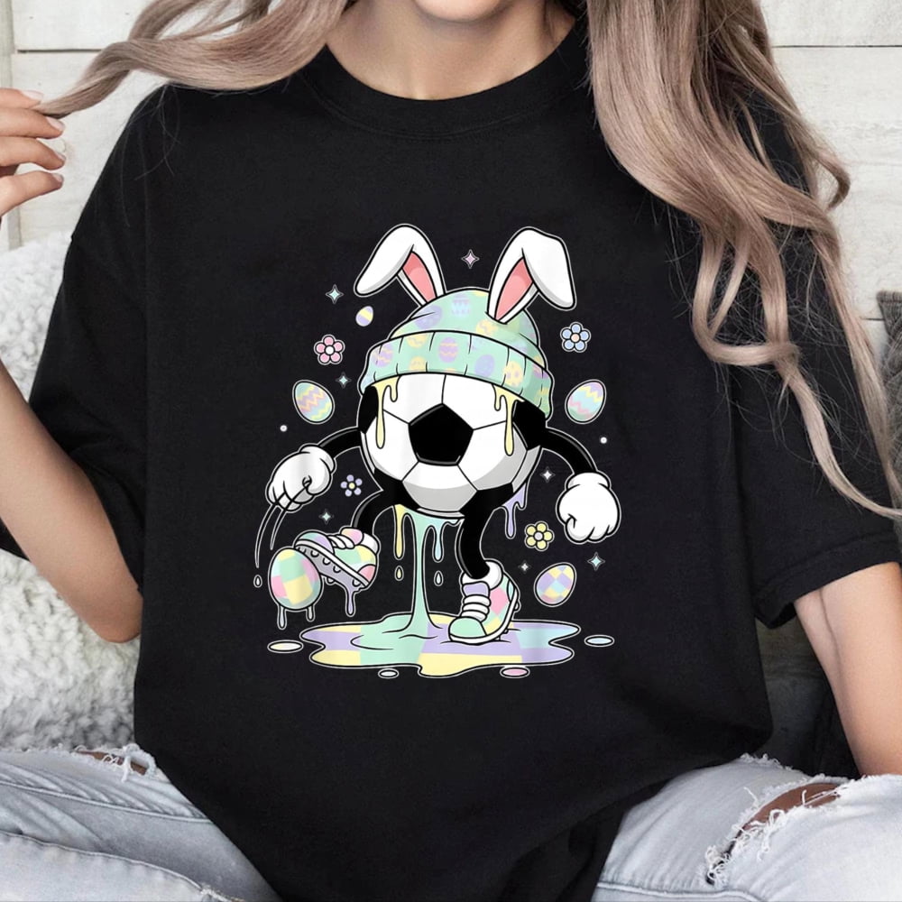 100% Cotton Soccer Easter Bunny Egg Drip Icecream Kids Boys Girls T ...