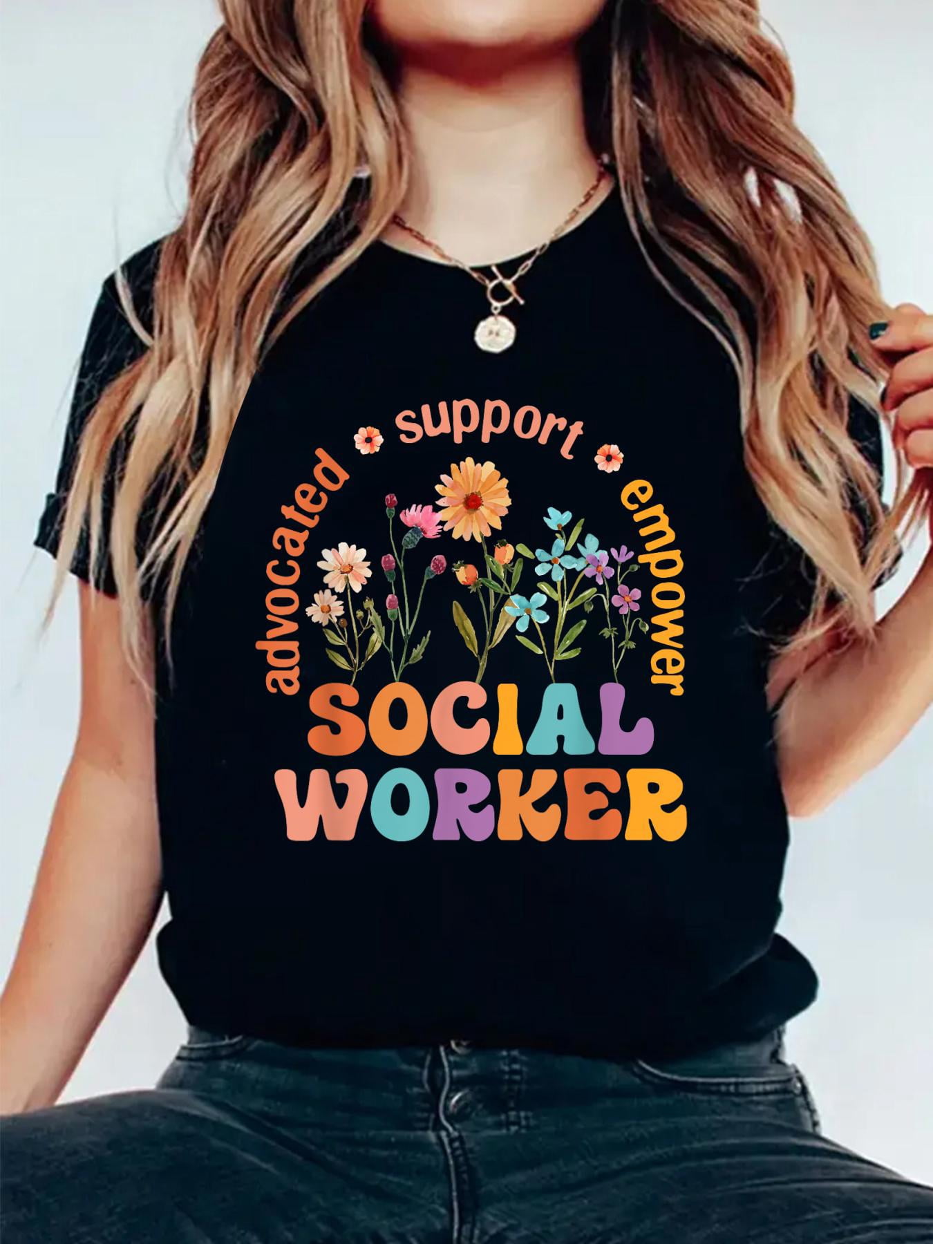 100% Cotton Social Worker Social Work Month Funny Work Love groovy T ...