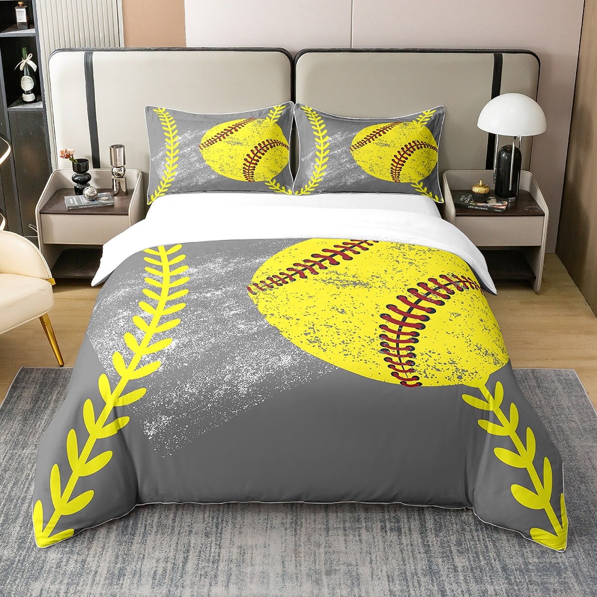 100% Cotton Softball Comforter Cover Queen,Softball Bedding Sets Teens ...