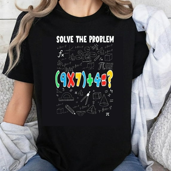 100% Cotton Solve The Problem Math Equation T-Shirt Fun Educational ...