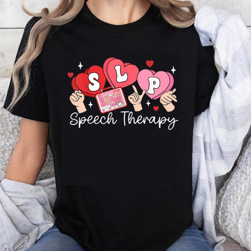 100% Cotton Speech Therapy Slp Love Heart Sign Language Communication ...