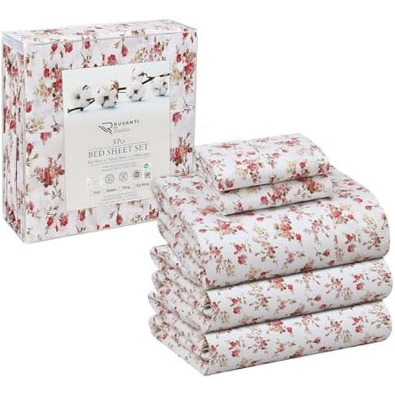 100% Cotton Split King Sheets Sets for Adjustable Bed, 5 PCs, Soft ...