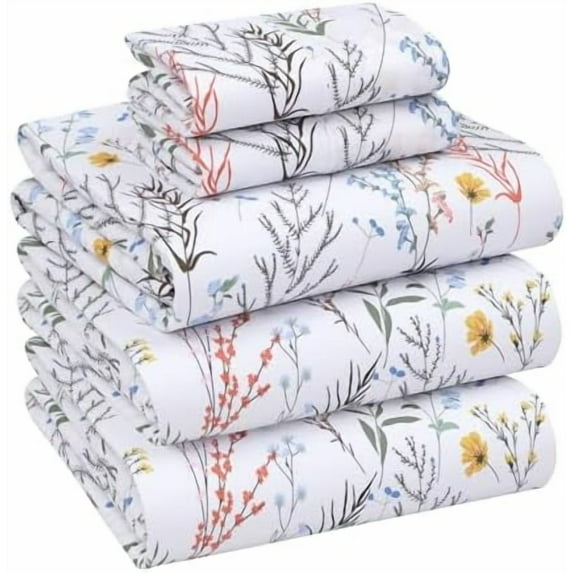 100% Cotton Split King Sheets Sets for Adjustable Bed, 5 PCs, Soft ...