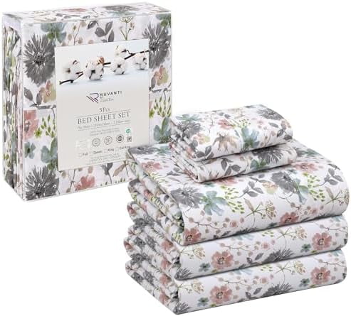 100% Cotton Split King Sheets Sets for Adjustable Bed, 5 PCs, Soft ...