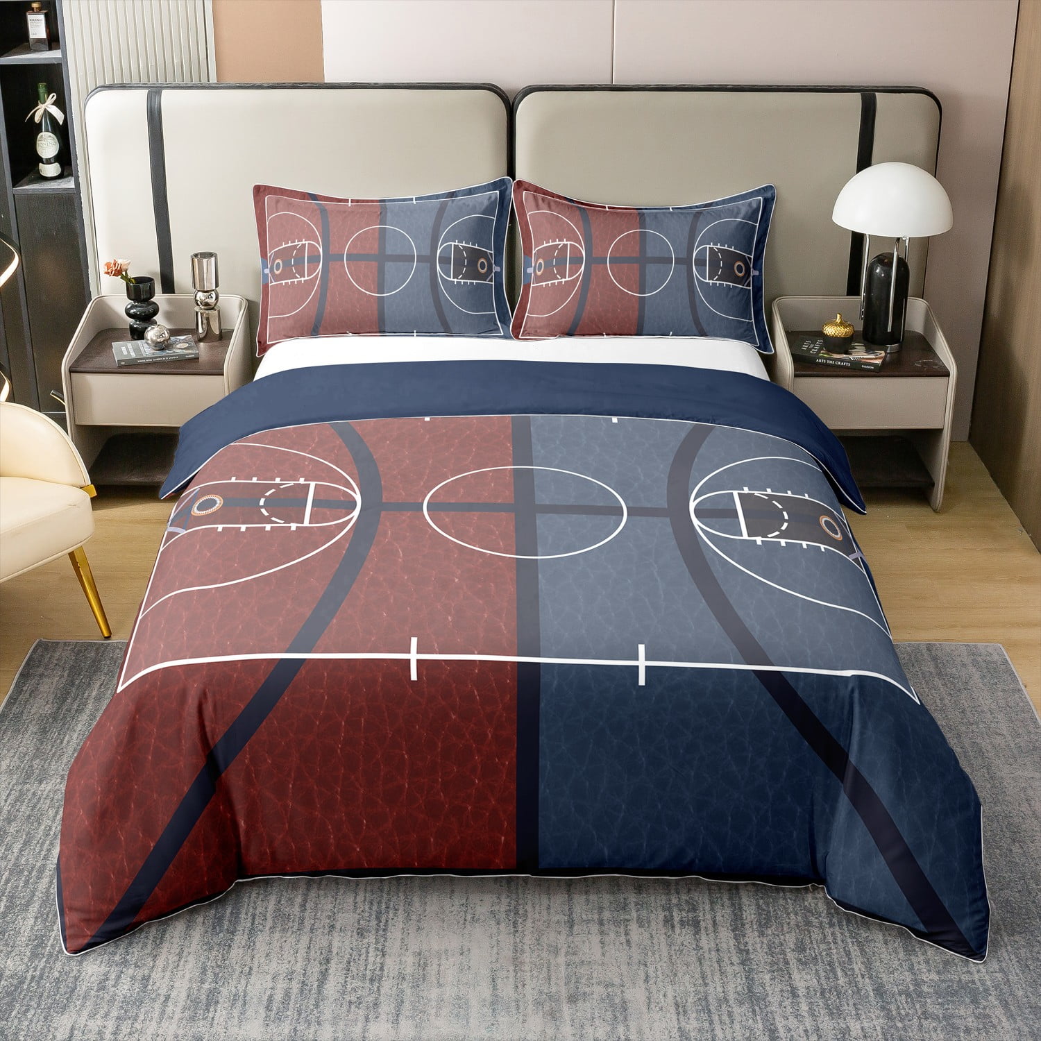 100% Cotton Sports Themed Duvet Cover Queen,Basketball Comforter Cover ...