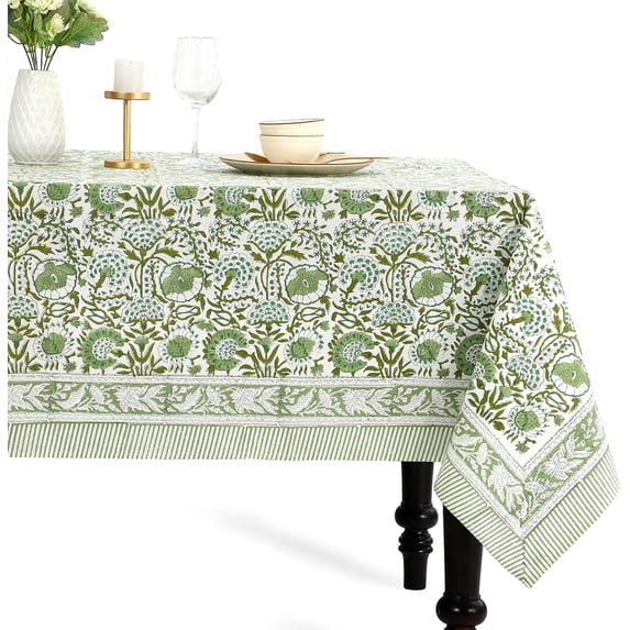 100% Cotton Square Tablecloth 60x60 Inch, Classic Hand Block Agate ...