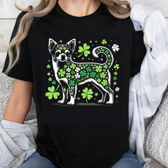 100% Cotton St Patrick's Day Chihuahua Dog Clover Pattern Irish Holiday ...