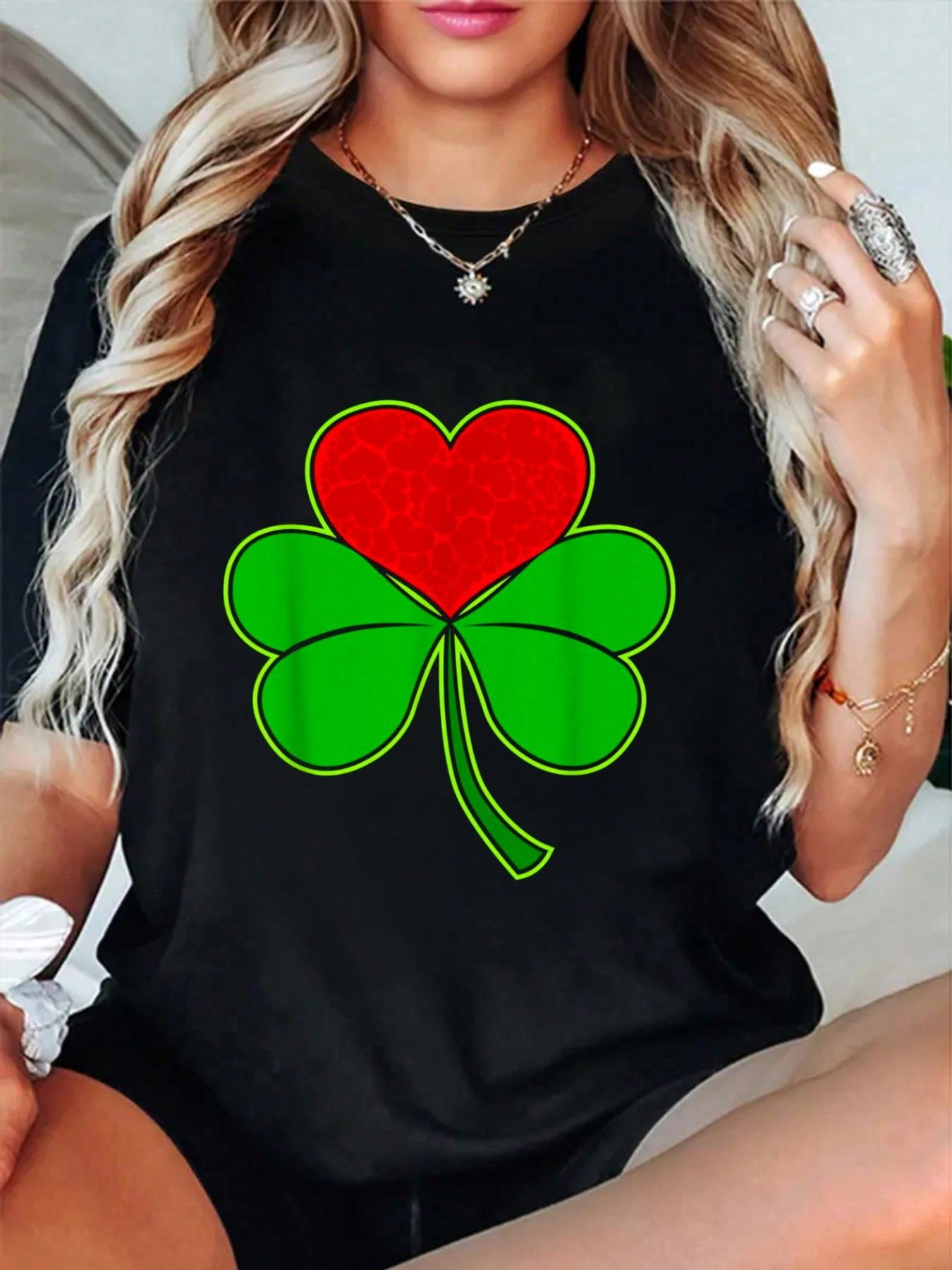 100% Cotton St Patricks Day Three Leaf Clover Heart Shamrock I ...