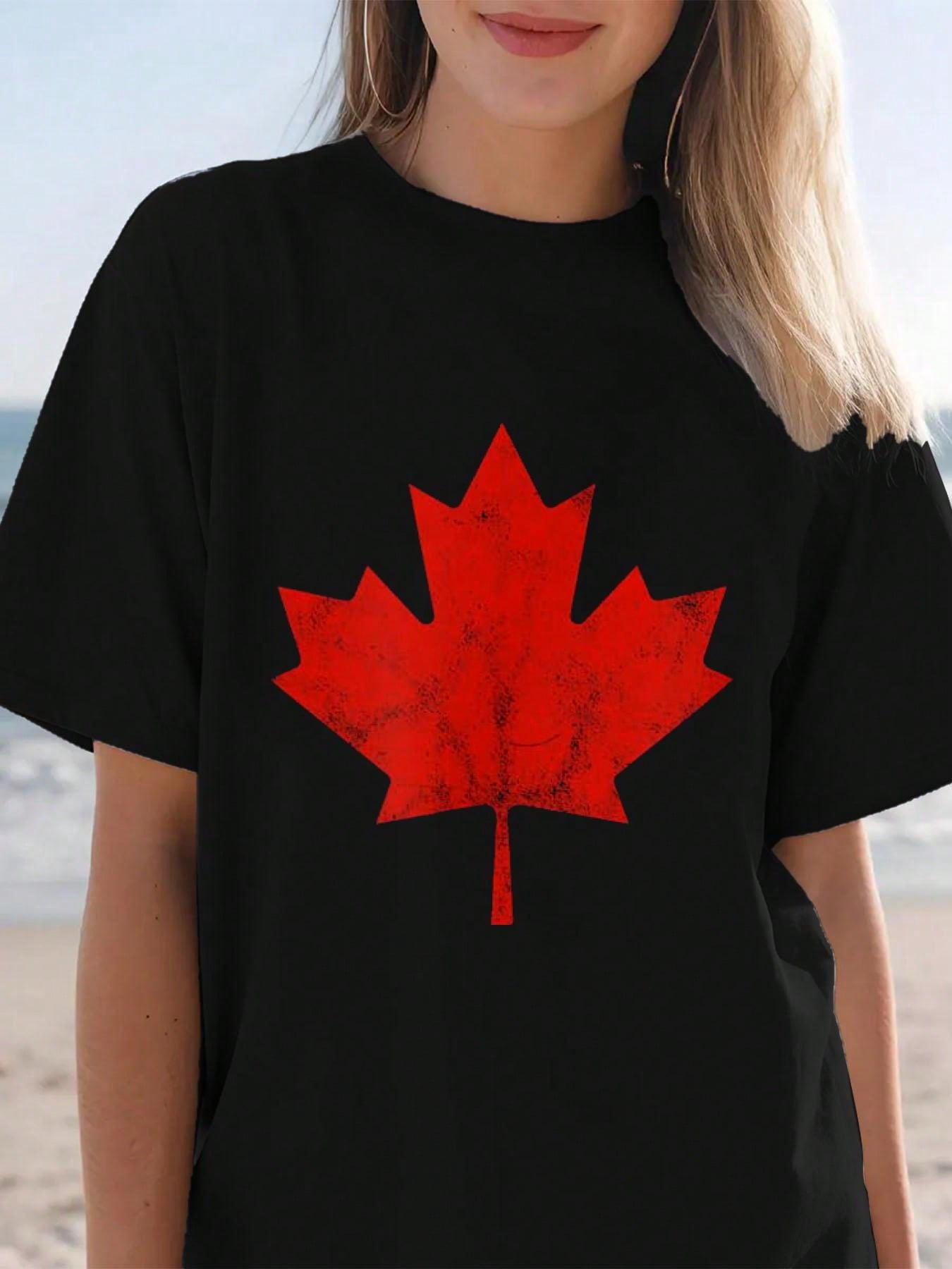 100% Cotton Summer Clothes Canadian Flag Shirt Vintage Canada T-Shirt ...