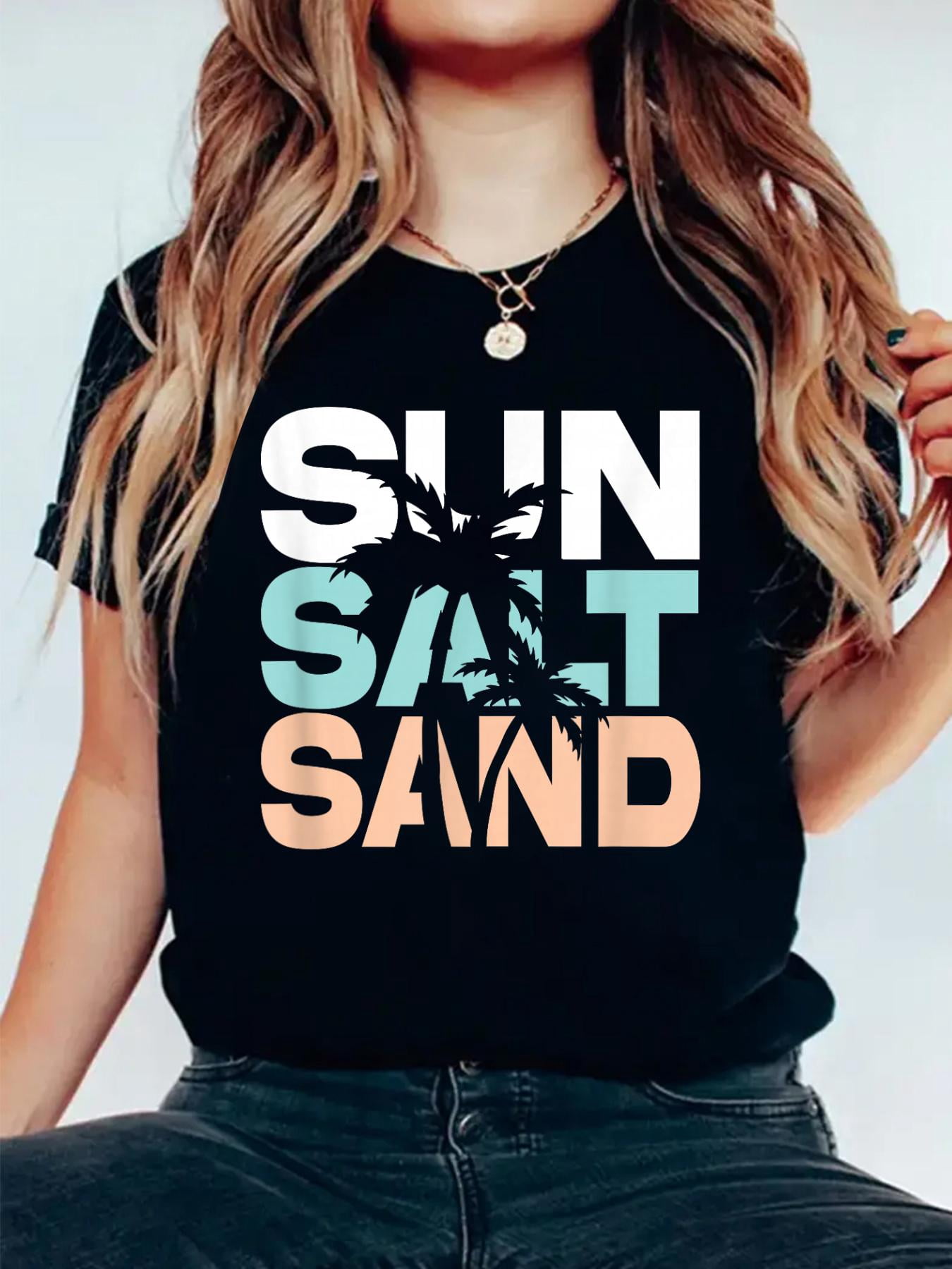 100% Cotton Sun Salt Sand Summer Retro Colourful Happy Holiday Palm ...