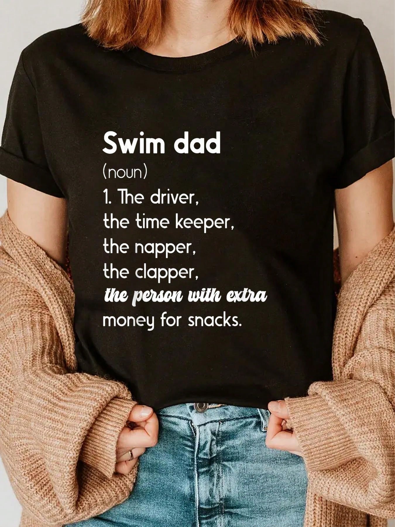 100% Cotton Swim Dad Definition Swimming Father Of A Swimmer Dad T ...