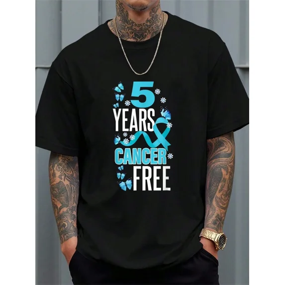 100% Cotton T Shirts 5 Year Cancer Free For Prostate Cancer Awareness T ...