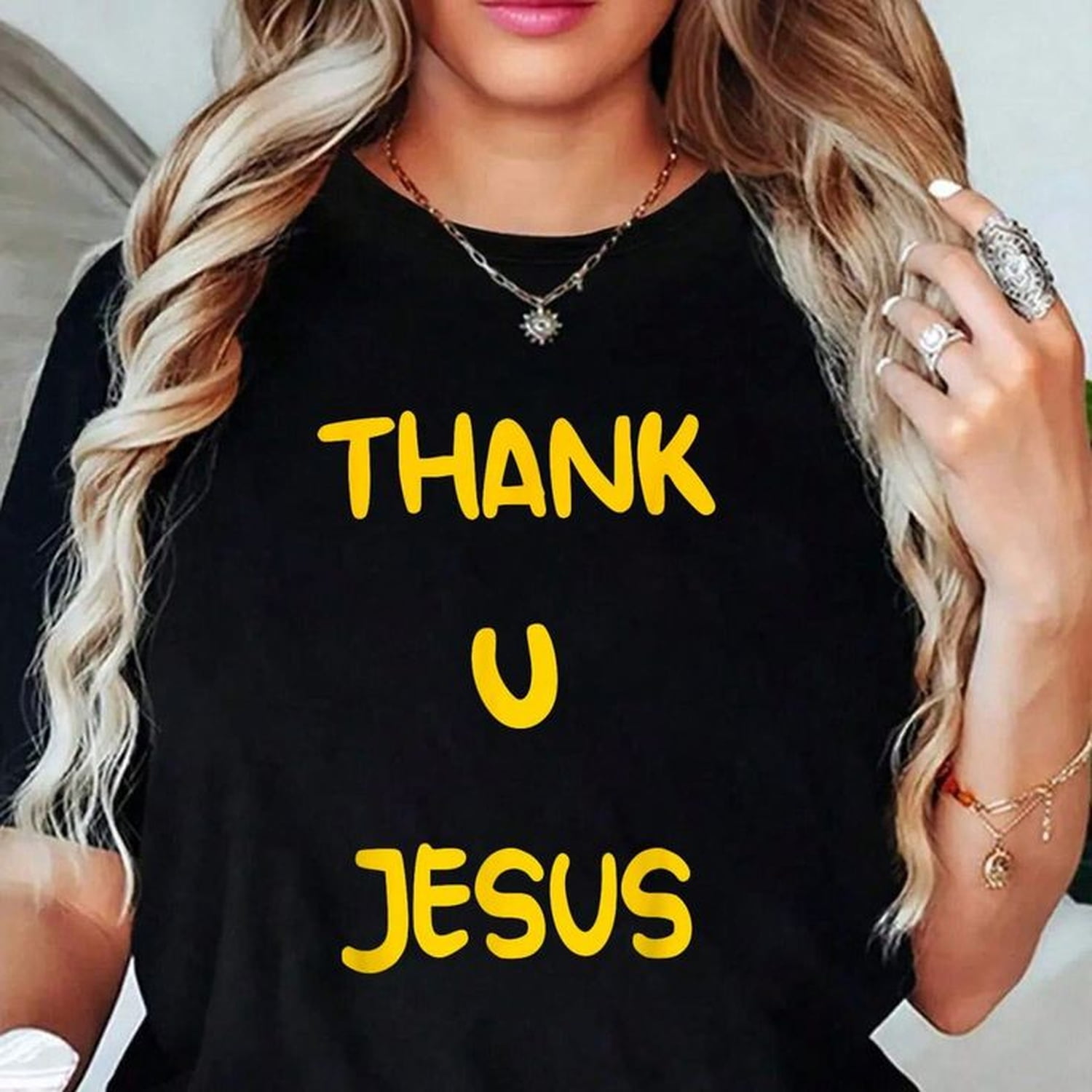 100% Cotton TH1ank U Jesus CH1Ristian CrO1SS God Faith Bible Religious ...