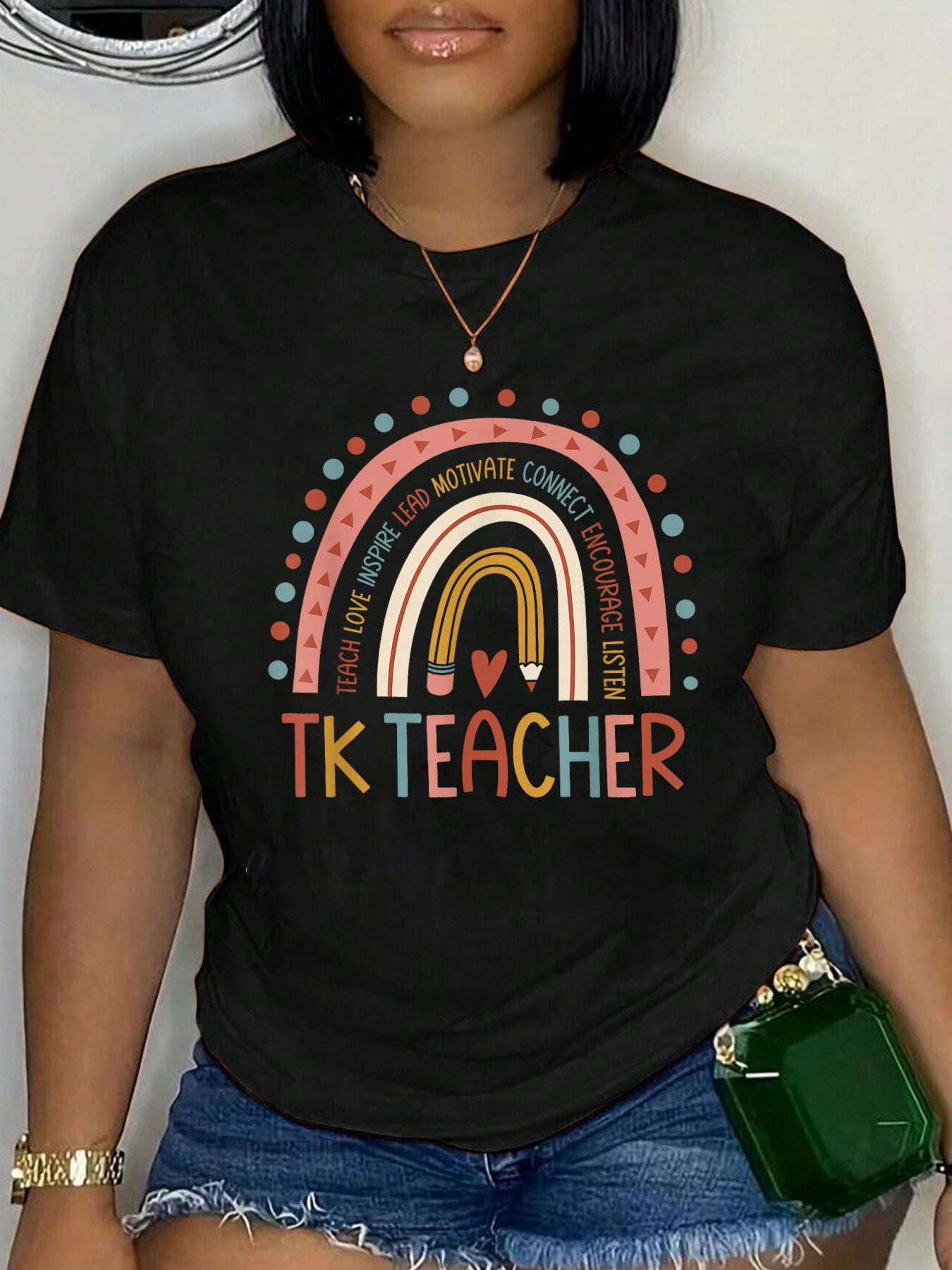 100% Cotton TK Teacher Back to School Teacher T-Shirt Women's Graphic ...