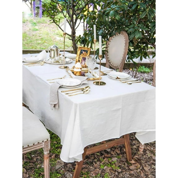 100% Cotton Tablecloth 55 x 70 Inch Off White Machine Washable Fabric ...