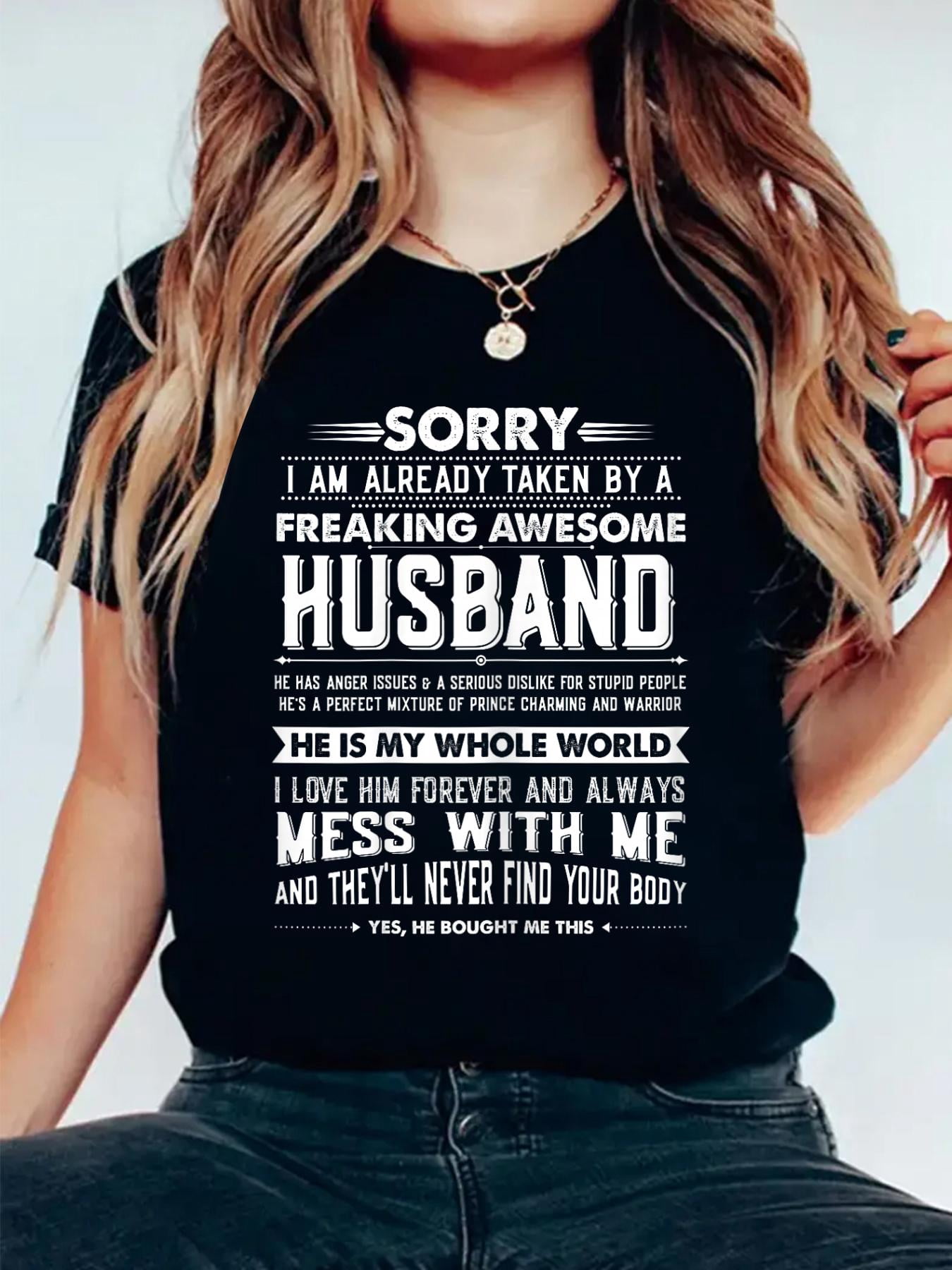 100% Cotton Taken by a Freaking Awesome Husband Funny Wife T-Shirt ...