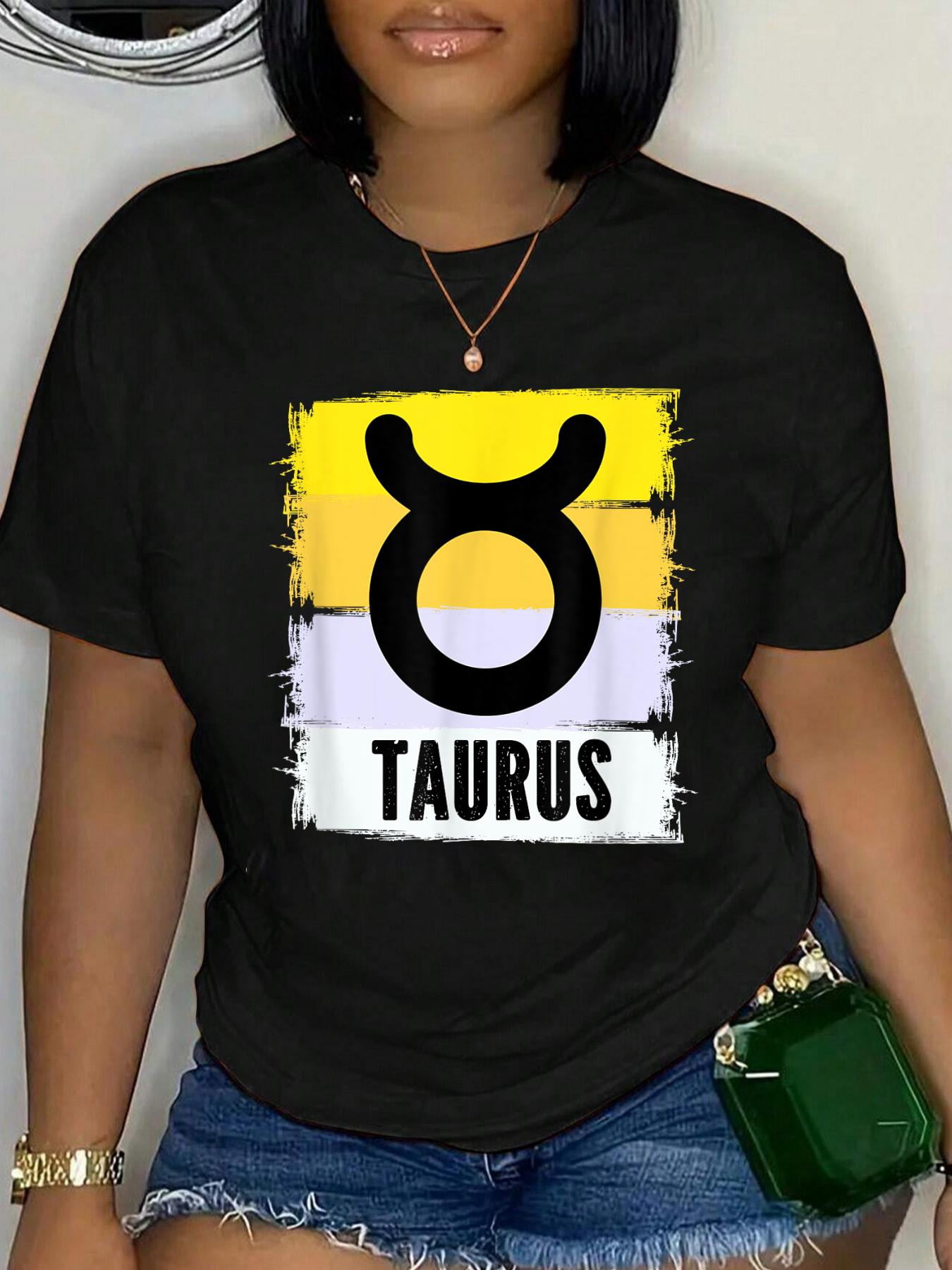 100% Cotton Taurus Zodiac Birthday Born In April Yellow Star Signs ...