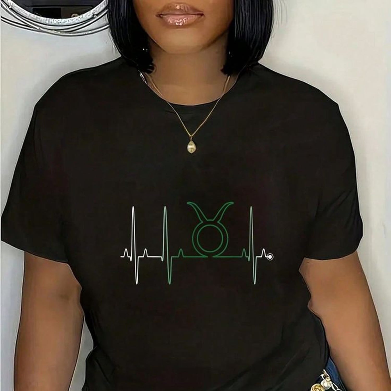100% Cotton Taurus Zodiac Sign Astrology Heartbeat April May Birthday T ...
