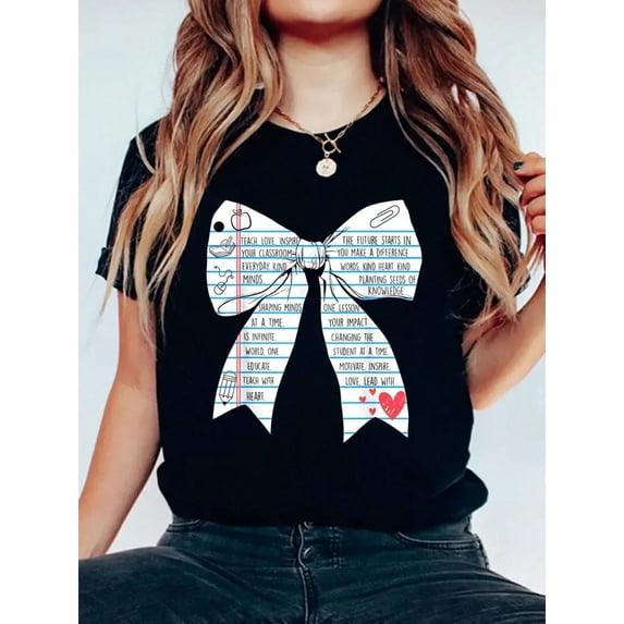 100% Cotton Teacher Life Coquette Bow Back To School First Day Of ...
