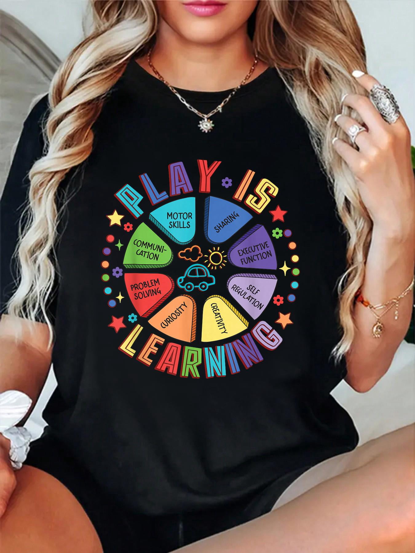 100% Cotton Teacher Life Teaching Back To School Plays Is Learning T ...