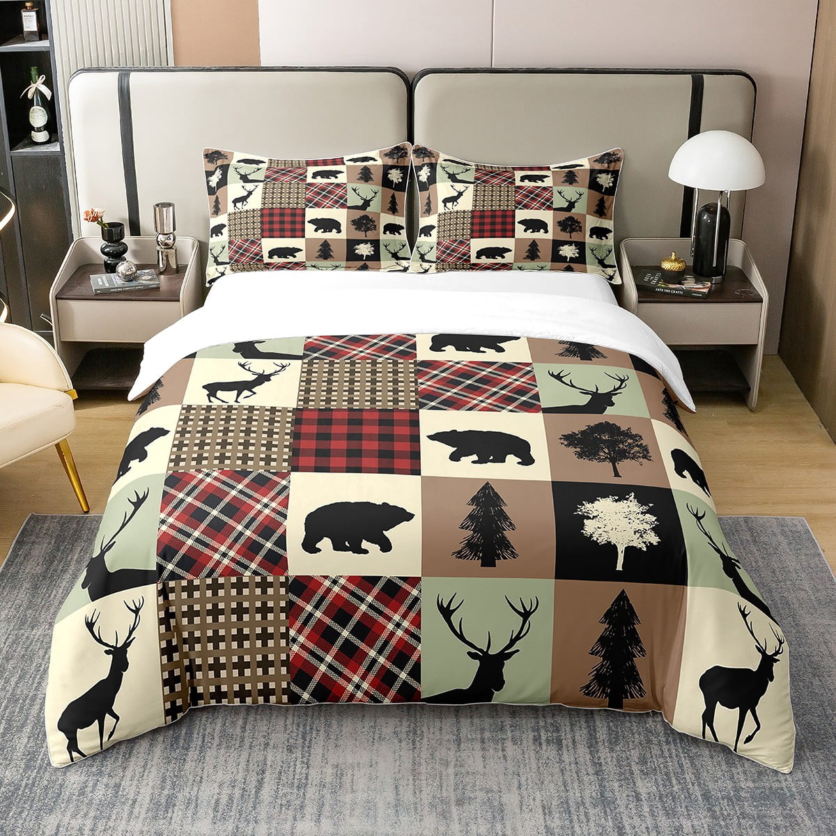 100% Cotton Teens Hunting Lodge Duvet Cover,Country Cabin Bedding Set ...