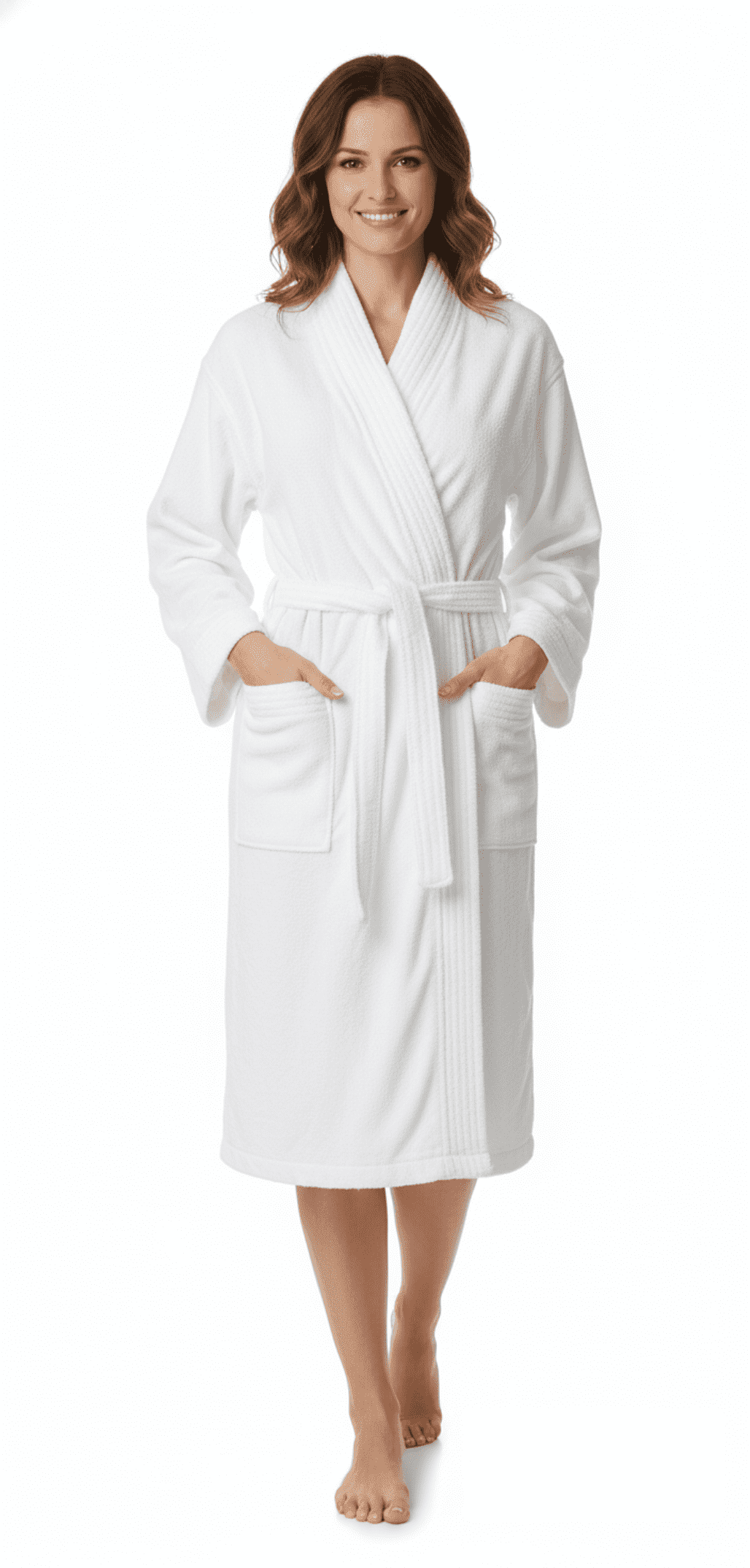 Unisex White Terry Cotton Kimono Robe 48x63- Long wrap with Belt ...