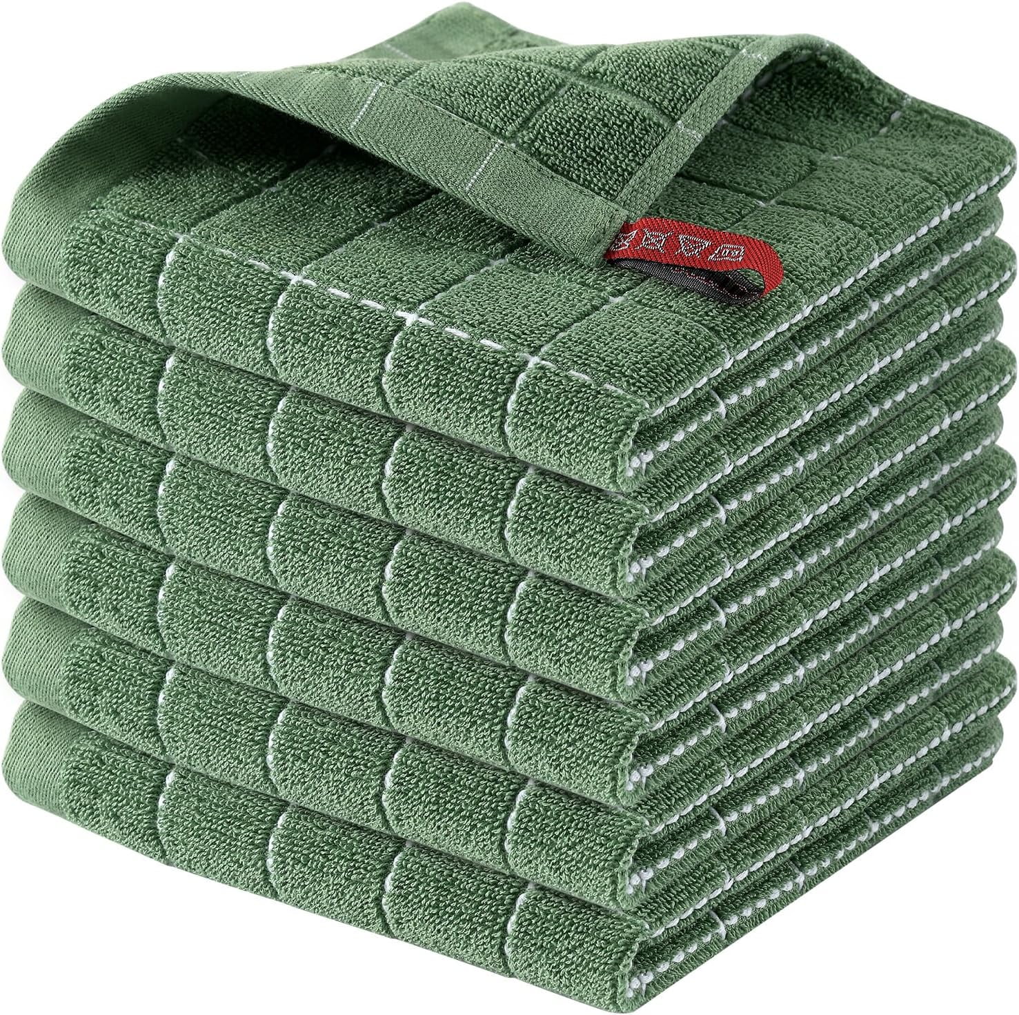 100% Cotton Terry Kitchen Dish Cloths, Ultra Soft and Absorbent Dish ...