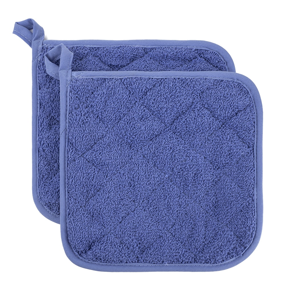 100% Cotton Terry Pot Holder Pack of 2 for Kitchen Everyday Basic Heat ...