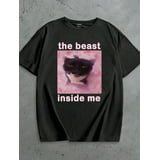 100% Cotton The Beast inside Me Funny Cat Meme T-Shirt - Walmart.com