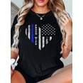 100% Cotton Thin Blue Line Heart T-Shirt Wife of Police Proud USA T ...