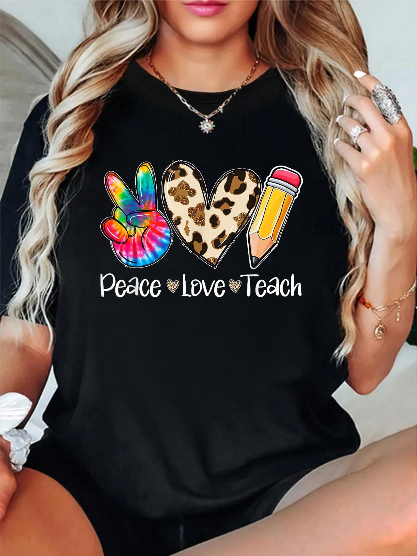 100% Cotton Tie Dye Hippie Peace Love Teach Teacher Appreciation T ...