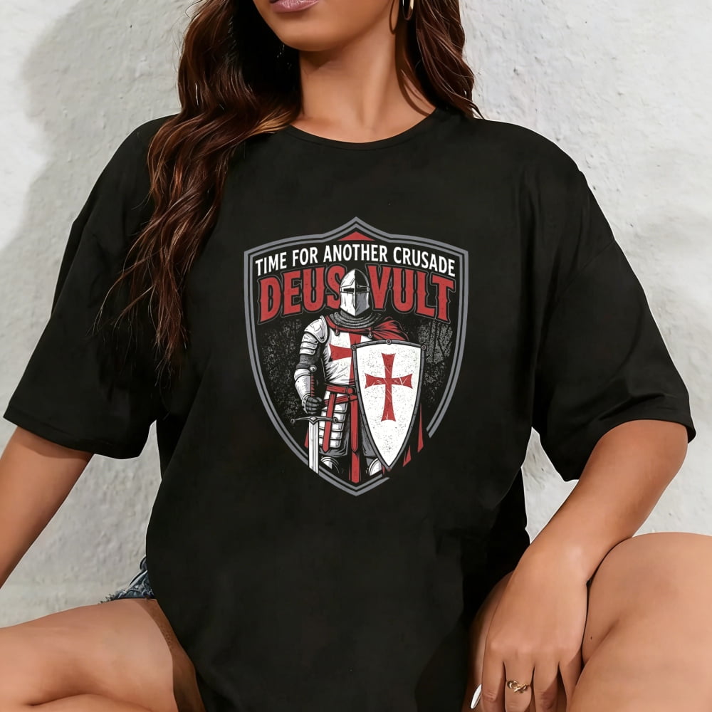 100% Cotton Time for Another Crusade Deus Vult Knights Templar Crusades T-Shirt - Walmart.com